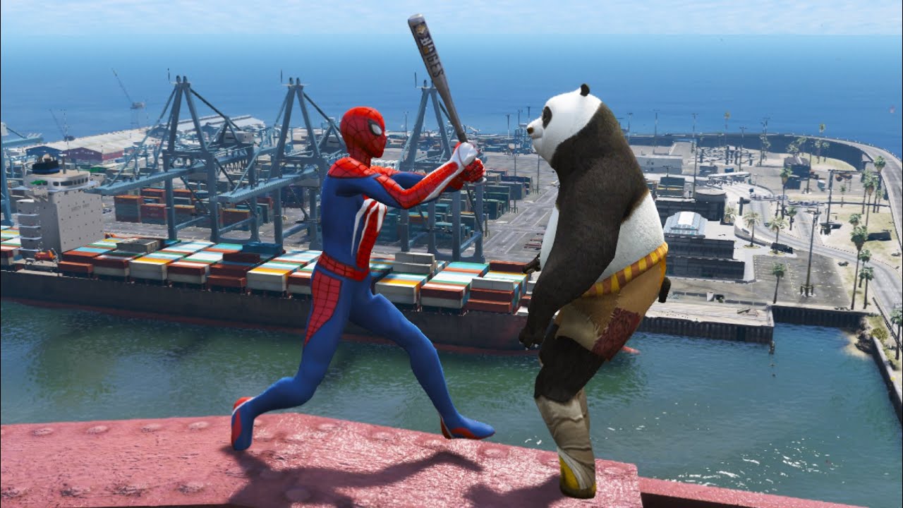 GTA V Epic New Challenge Spiderman vs Kung Fu Panda and Shark’s (funny ...
