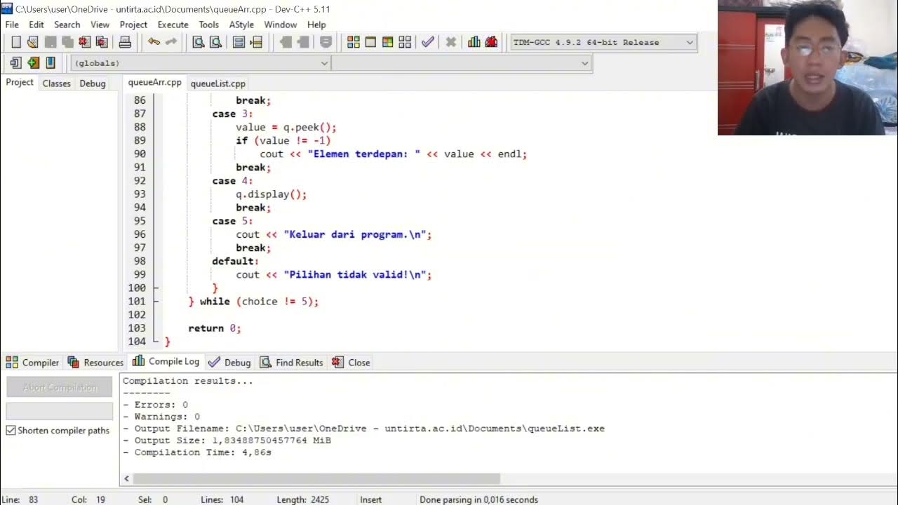 TUGAS PERTEMUAN 4 STRUKTUR DATA - QUEUE - YouTube