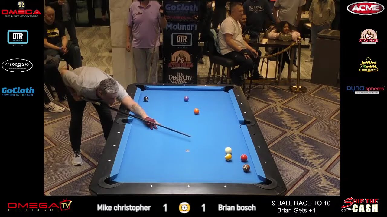 Mike Christopher VS Brian Bosch 9 ball- LIVE from the Omega Action Room ...