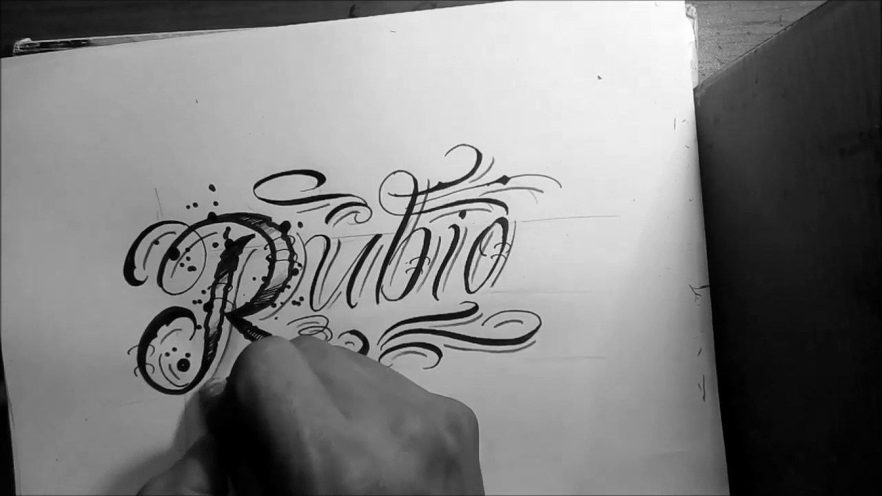dibujando Letras para tatuar"RUBIO"/curso chicano lettering/reves ...