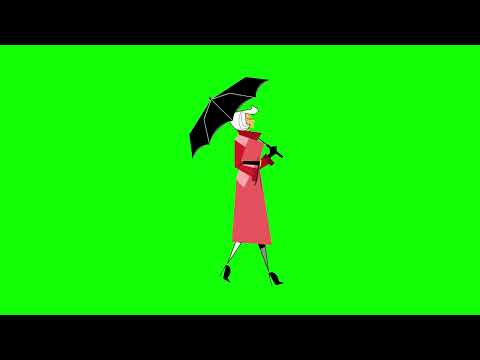 Girl Walking with umbrella Green Screen | Green Screen Video