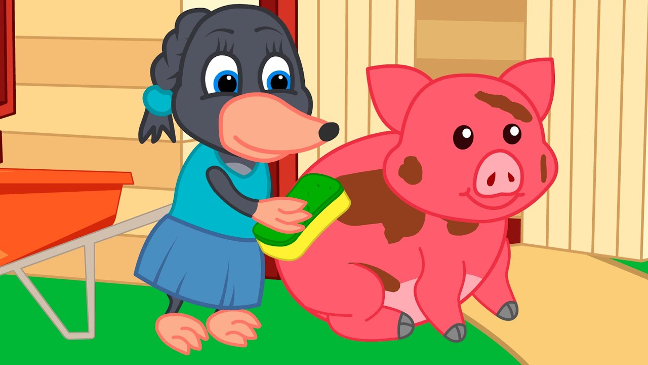 Benny Mole and Friends - Wash Pink Pig Cartoon for Kids - YouTube