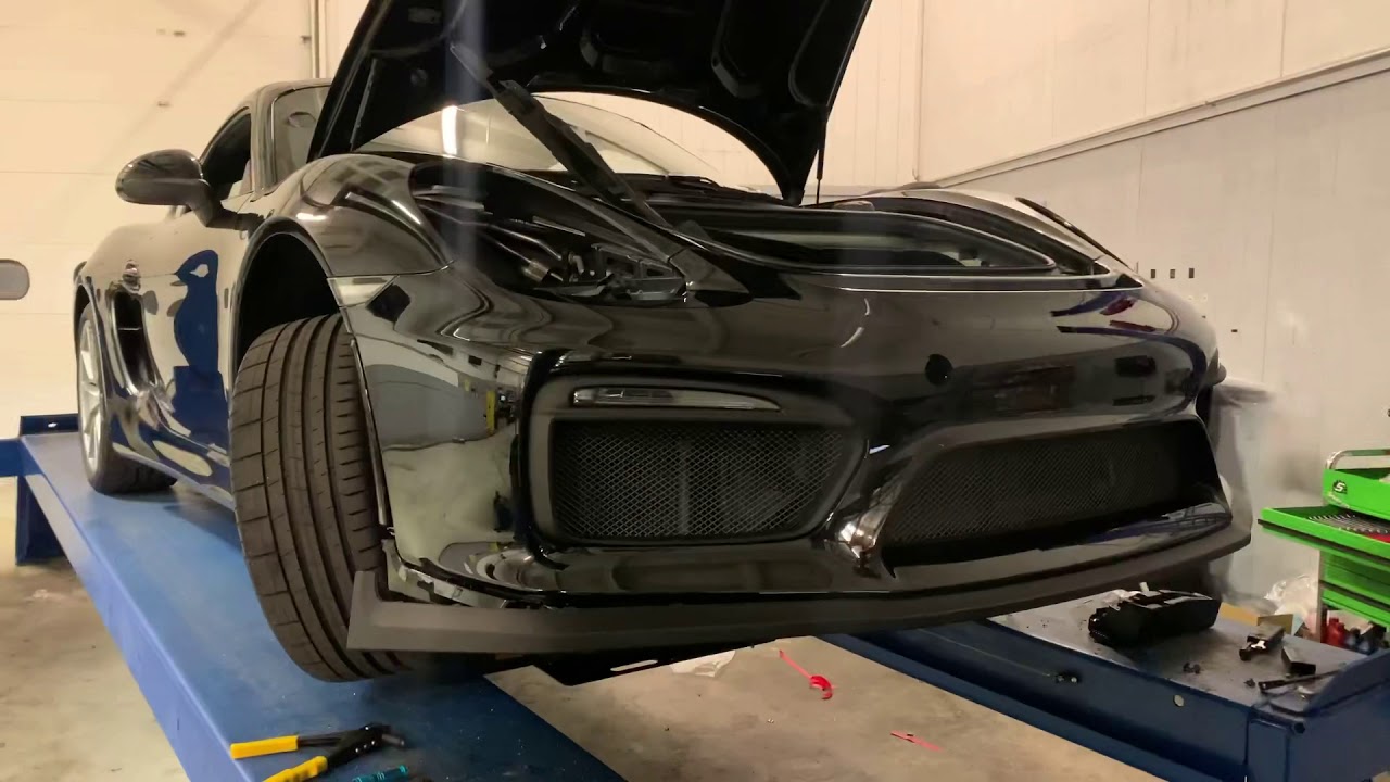 GT4 Bumper install on 981 Cayman S - YouTube