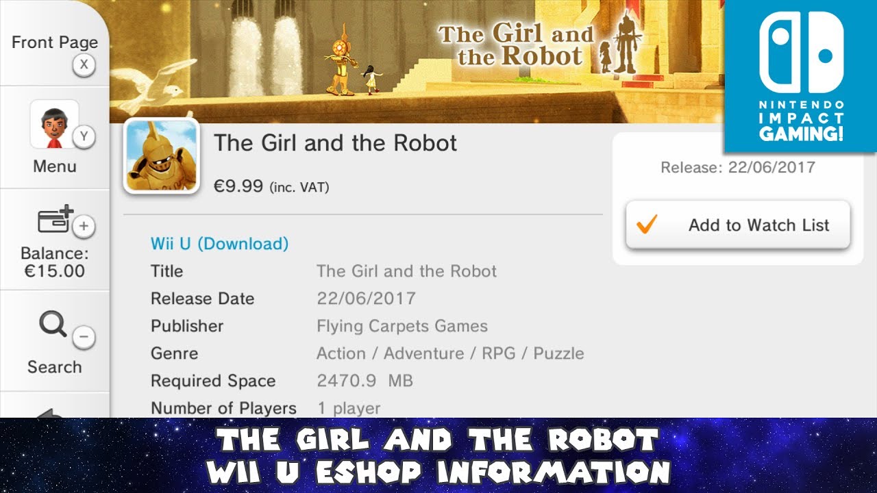 The Girl and the Robot Wii U eShop Infortmation - YouTube