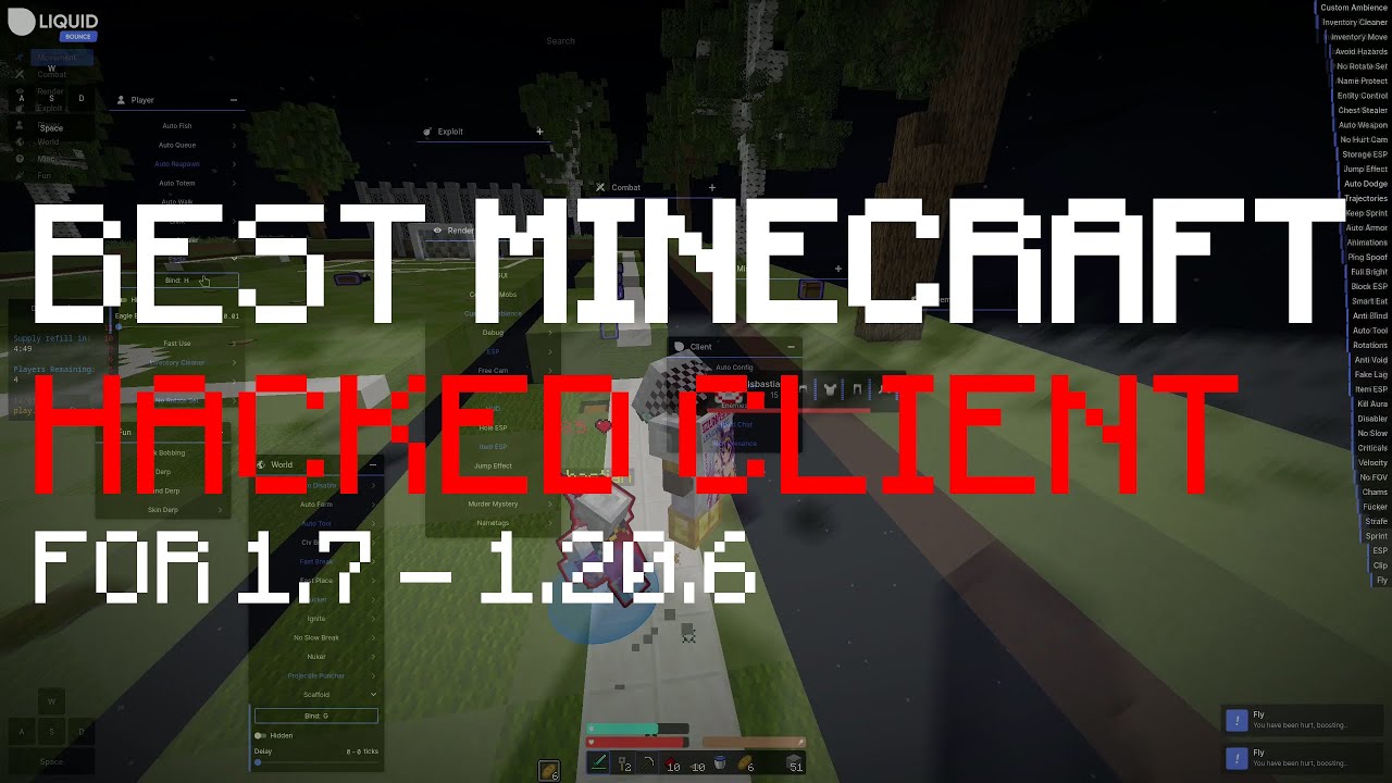 BEST MINECRAFT HACKED CLIENT FOR 1.7 - 1.20.6 (ANY SERVER BYPASS) - YouTube