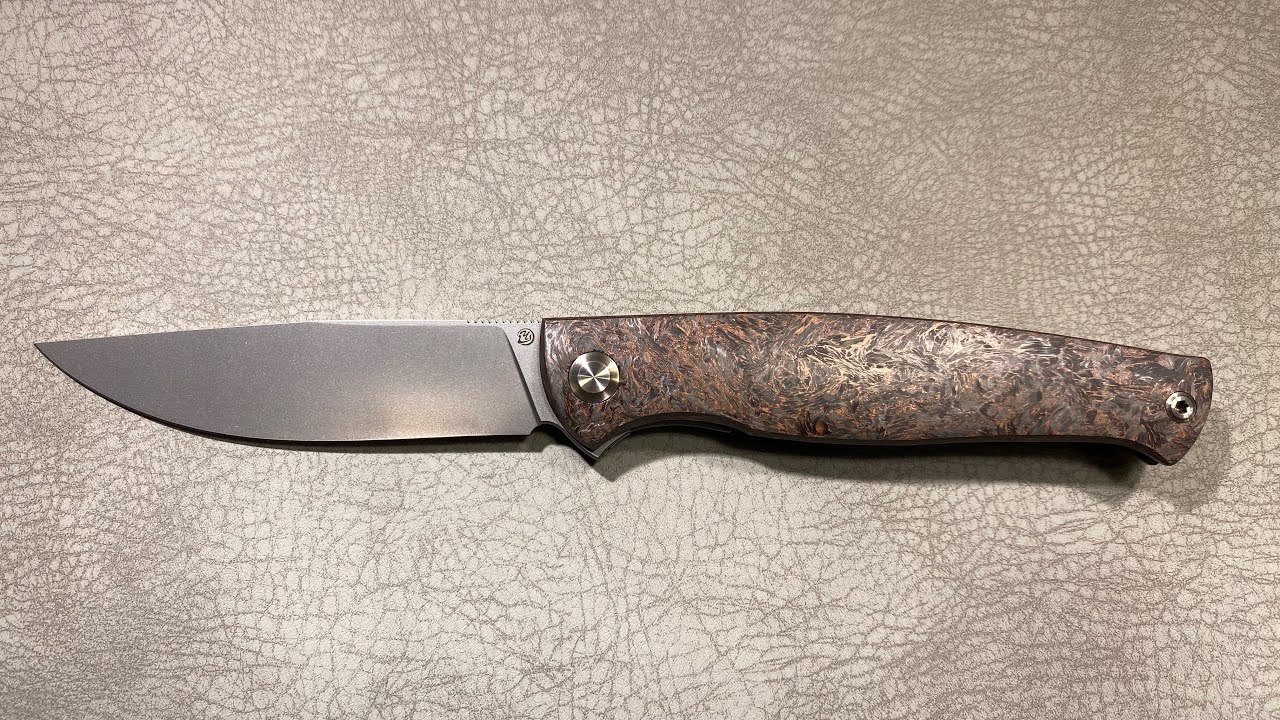 Cheburkov Knife Leader Light, M390, Handle Marble Carbon With Bronze ...