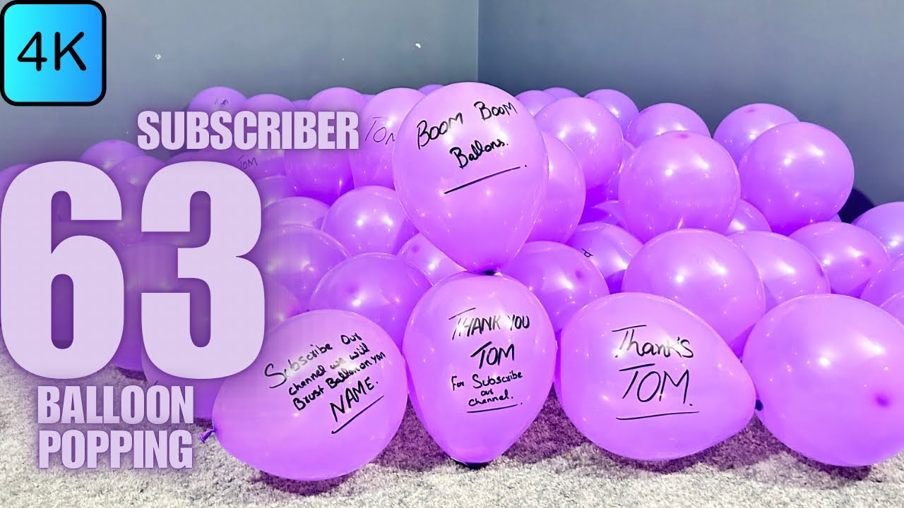 100 PURPLE BALLOON POP CHALLENGE FOR 63rd SUBSCRIBER! 💥🎈!|BALLOON ...