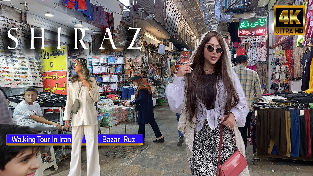 Shiraz - iran - walking tour 4k hdr 60fps Bazaar rooz - with captions ...