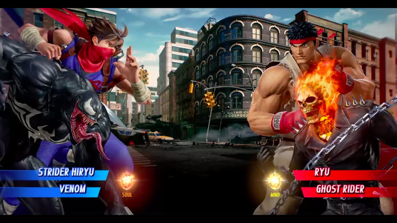 MARVEL VS. CAPCOM: INFINITE Strider Hiryu and Venom vs Ryu and Ghost ...