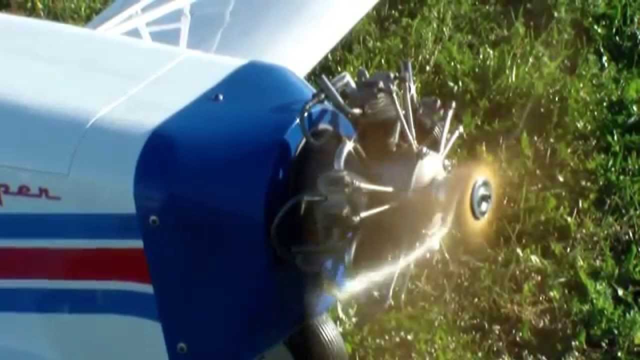 Piper Pawnee Hangar 9 with radial engine Bombus H80 - YouTube