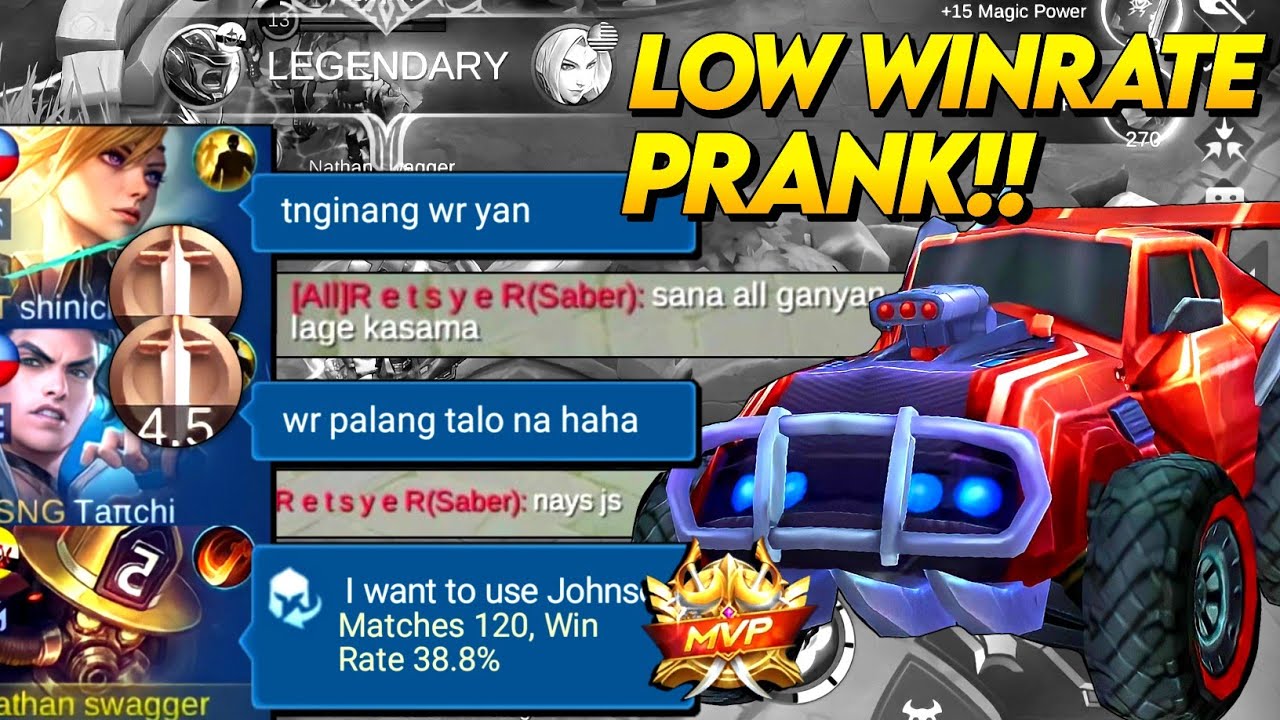 JOHNSON NUB LOW WINRATE PRANK!! TRASHTALKER GOT BRONZE LT!!! | MLBB ...