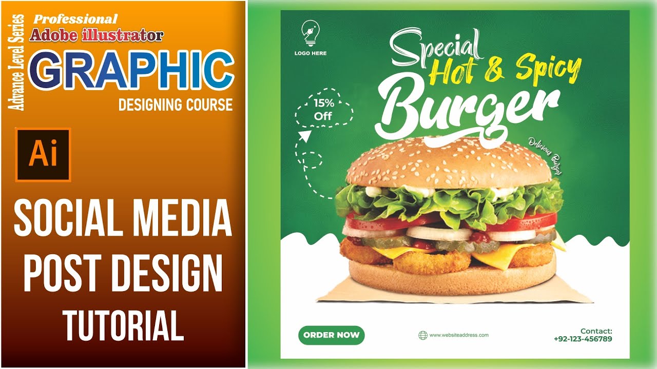 Step-by-Step Burger Design: Illustrator Tutorial for Beginners اردو ...