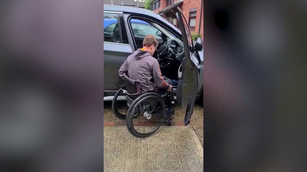 Wheelchair skills: How to get into a car as a wheelchair user - YouTube