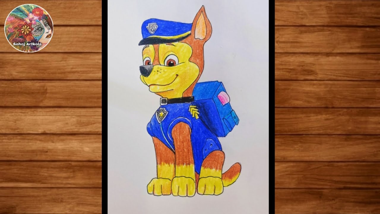How To Draw Chase From Paw Patrol Very Easy Steps | Cartoon Character ...