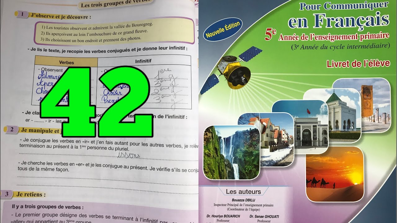 (5 AEP) Page : 42. Conjugaison: les trois groupes de verbes. Pour ...