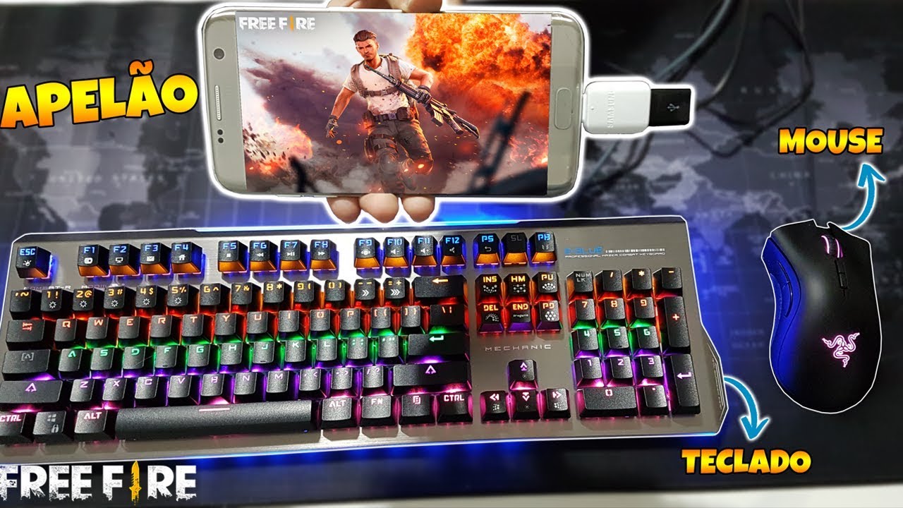 JOGAMOS FREE FIRE COM MOUSE E TECLADO NO CELULAR! MUITO ROUBADO!! - YouTube