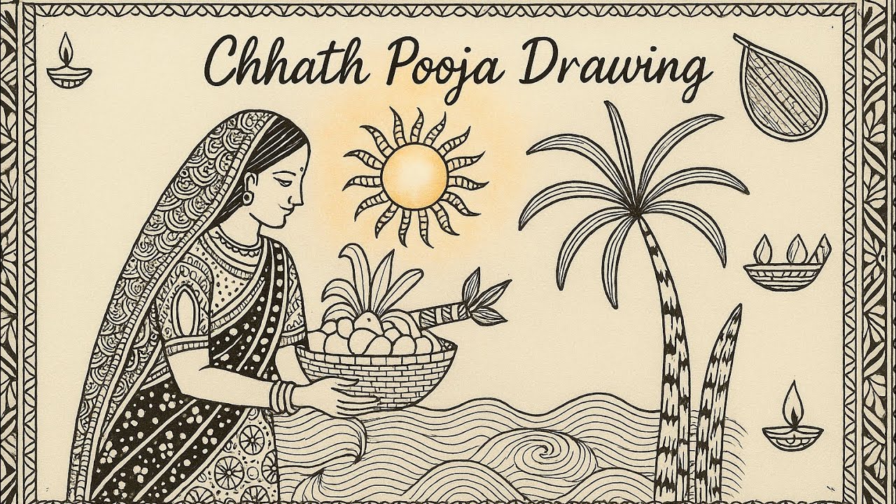 chhat pooja drawing live. - YouTube
