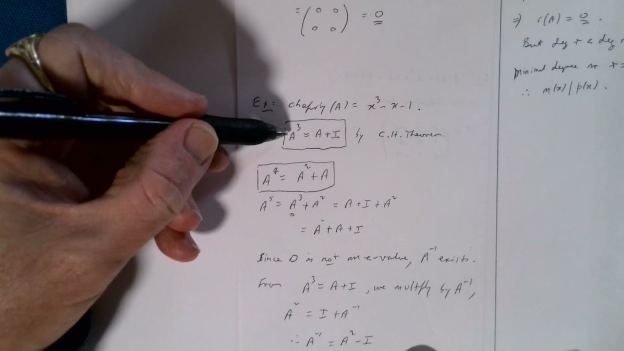 Journey into Linear Algebra: Cayley Hamilton Theorem 2 - YouTube