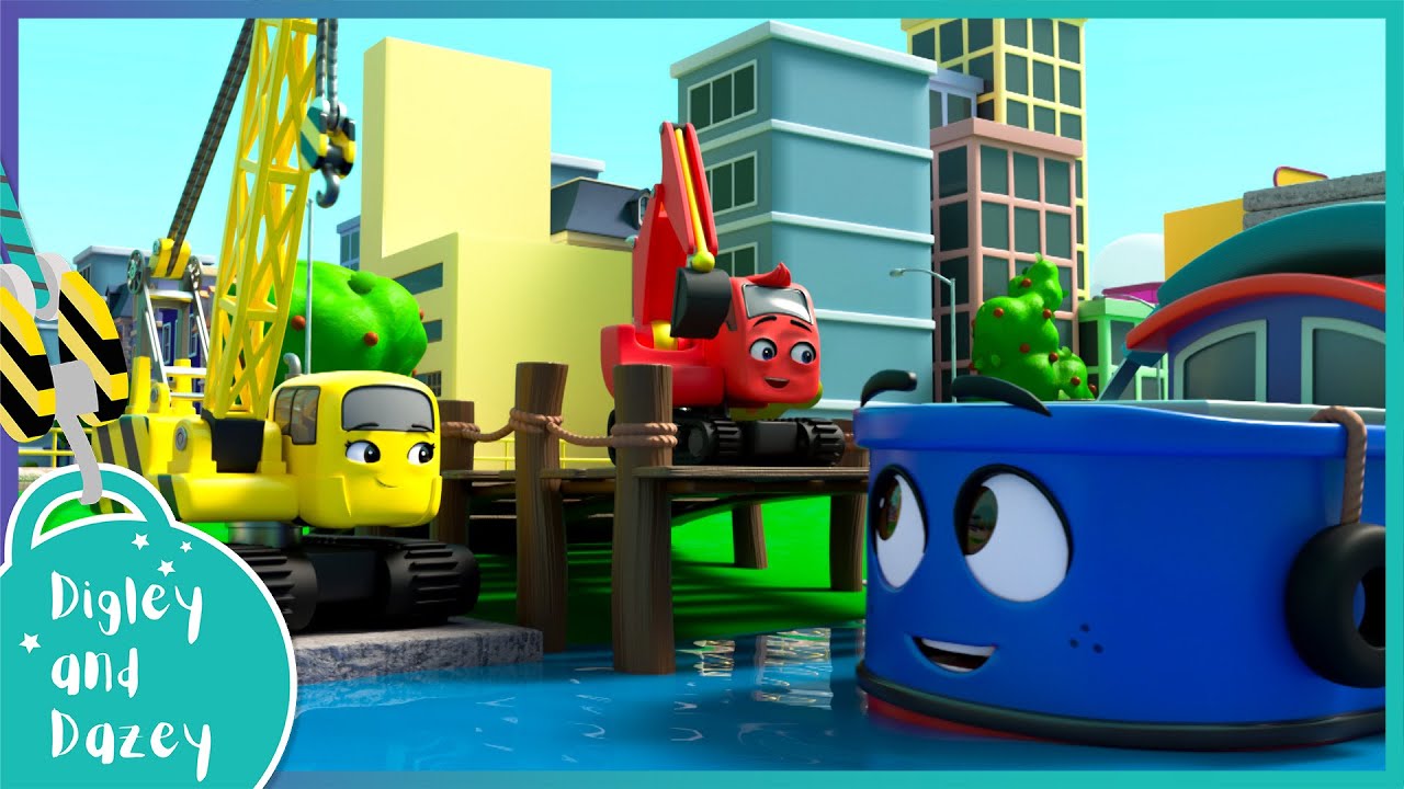 River Barge Construction Site 🚧 🚜 | Digley and Dazey | Kids ...
