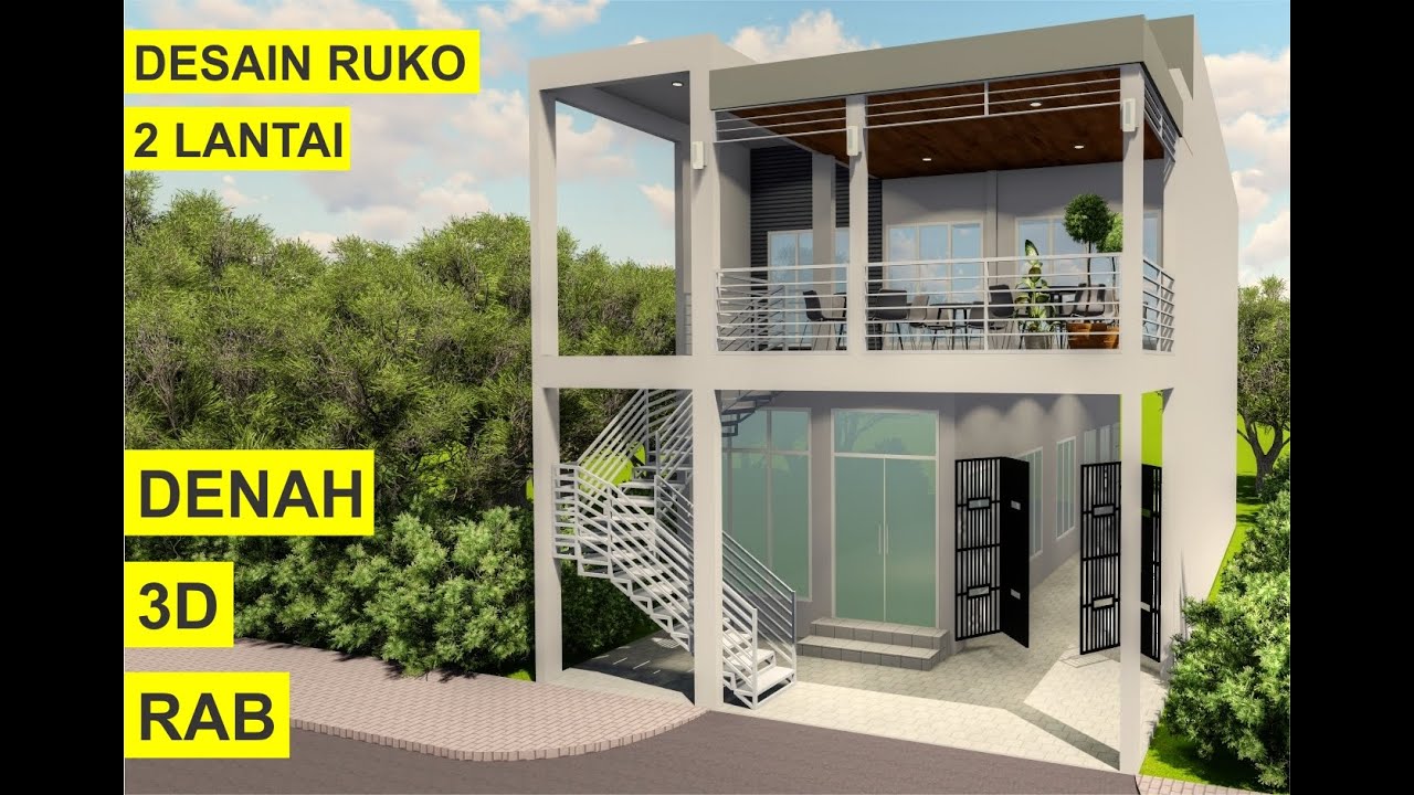 Desain Ruko Minimalis 2 lantai lengkap dengan RAB - YouTube