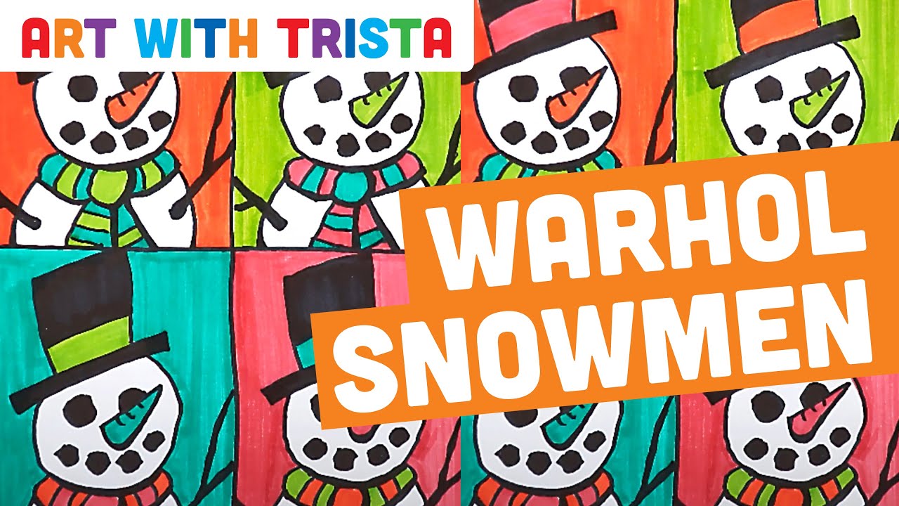 Andy Warhol Inspired Snowmen Holiday Drawing Tutorial - Art With Trista - YouTube