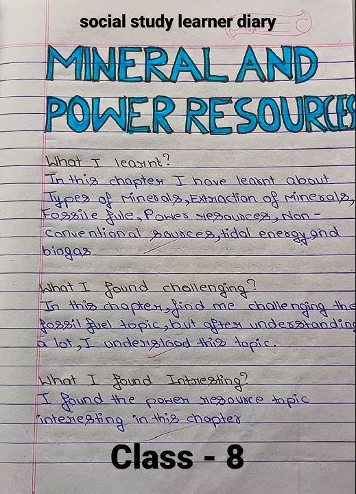 social studies learner diary class 8 Book- geography chapter - mineral and power resources - YouTube