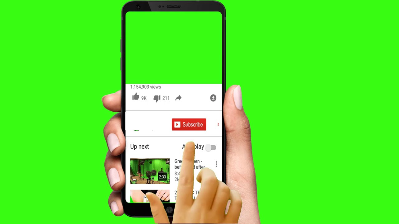 Green Screen Hand Click Subscribe Button And Bell Intro Mobile Frame # ...