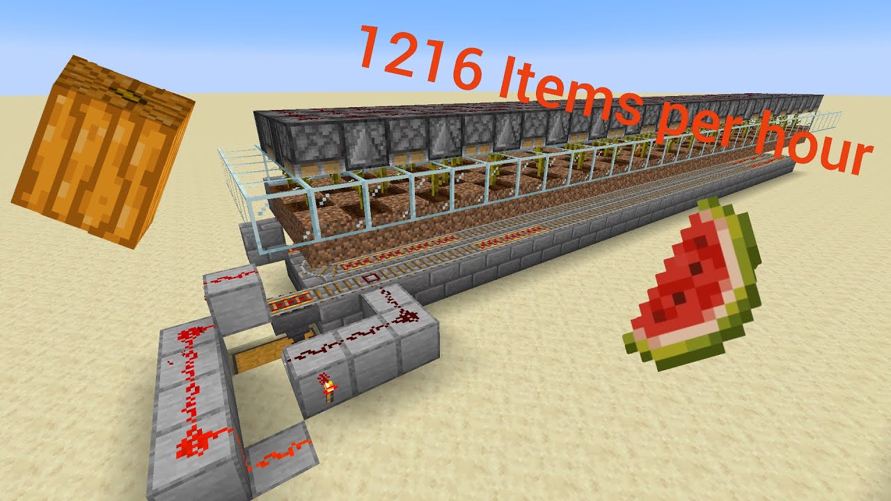 Pumpkin and Melon Farm/Minecart Hopper Unloader - YouTube