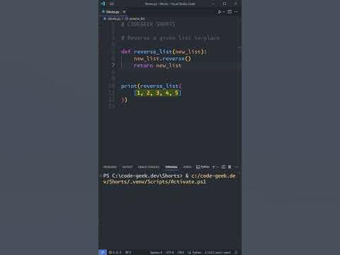 Reverse a List With [c, h, i, l, i] #programming #python #leetcode - YouTube
