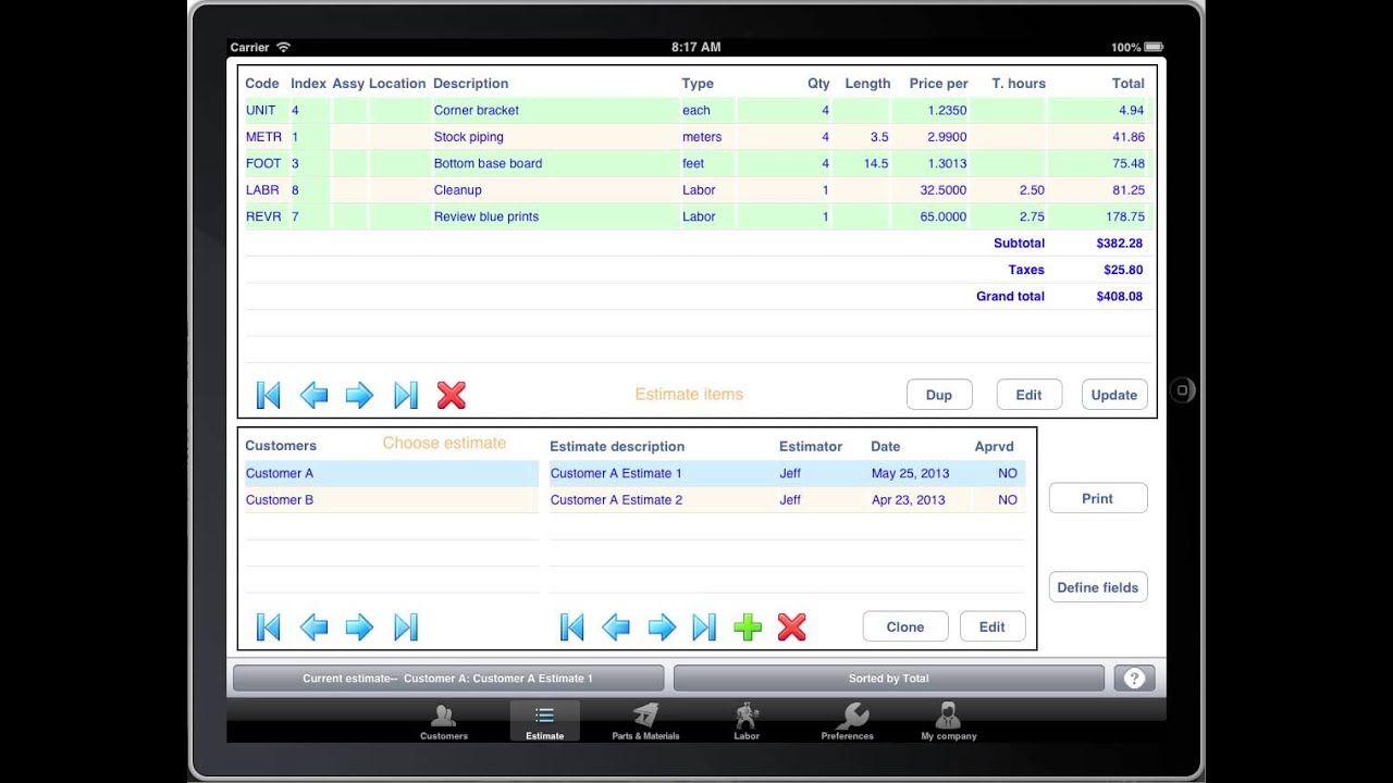 Estimate Master for iPad - Creating estimates - YouTube