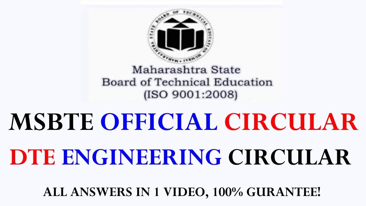 MSBTE OFFICIAL CIRCULAR | DTE CIRCULAR FOR ENGINEERING IN HINDI - YouTube