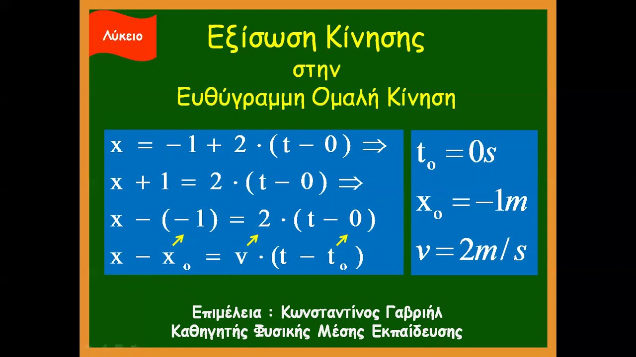 ΕΞΙΣΩΣΗ ΚΙΝΗΣΗΣ ΣΤΗΝ ΕΥΘΥΓΡΑΜΜΗ ΟΜΑΛΗ ΚΙΝΗΣΗ ΦΥΣΙΚΗ ΛΥΚΕΙΟΥ Youtube
