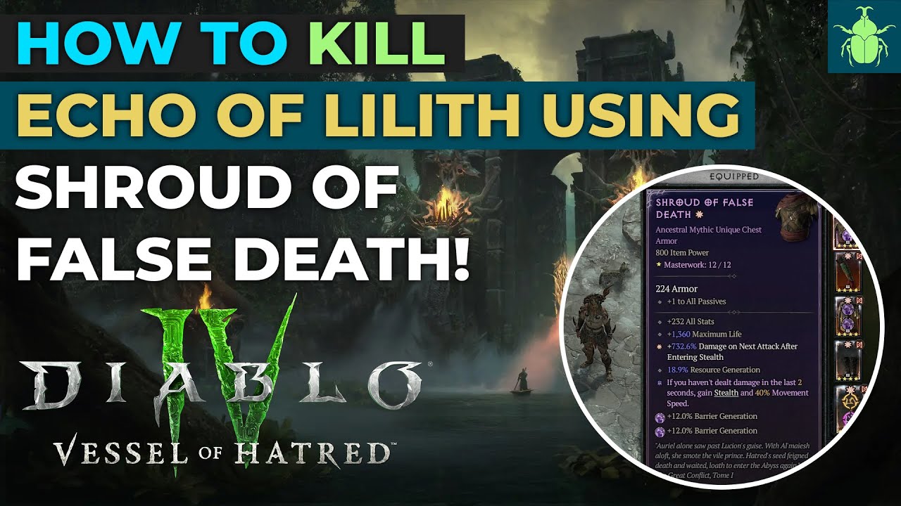 Diablo 4 - HOW TO - Kill Echo of Lilith Using Shroud of False Death - YouTube