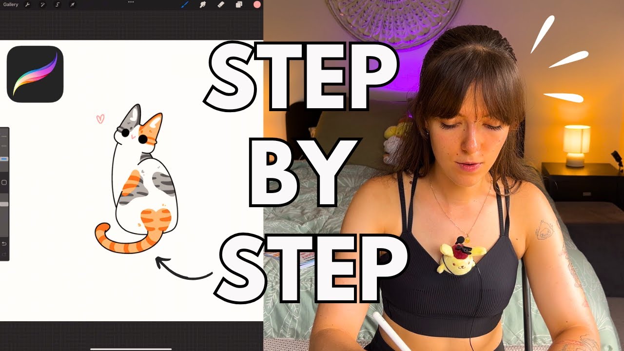 how to draw a calico cat in procreate - YouTube