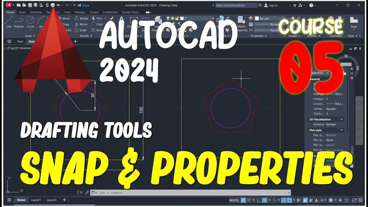 AutoCAD 2024 Course 05 Snaps And Drawing Properties Essential Training ...