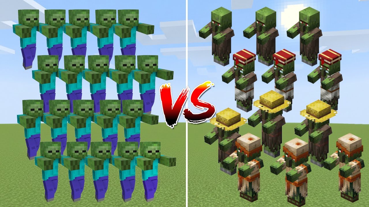 1000 Zombies vs 1000 Zombie Villagers 💥 | Minecraft Ultimate Fight ...