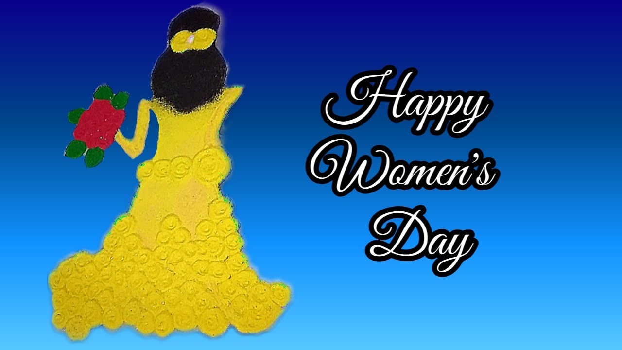 Women's Day special rangoli | Very Easy Rangoli for Beginners | Easy ...