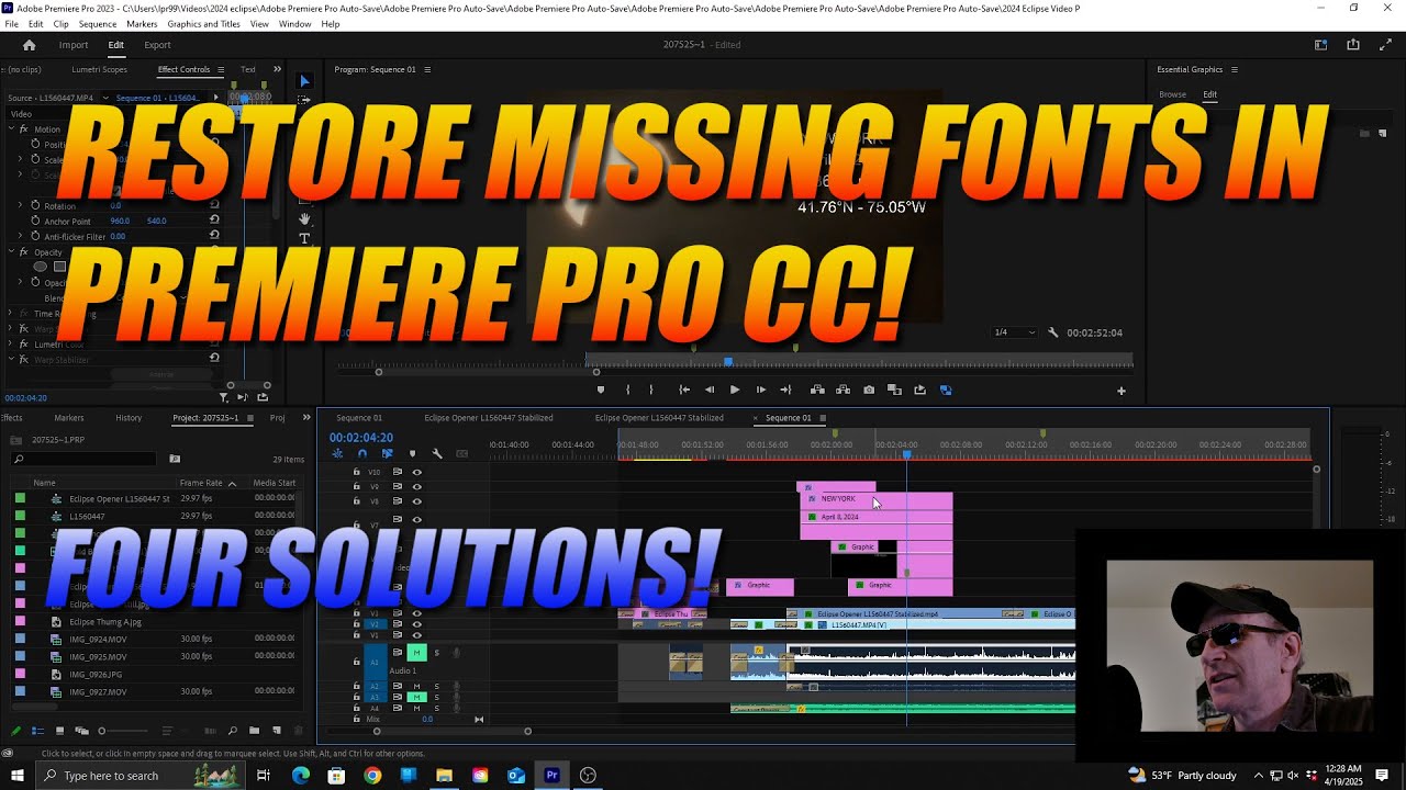 HOW TO RESTORE MISSING FONTS IN ADOBE PREMIERE PRO CC! FOUR SOLUTIONS ...