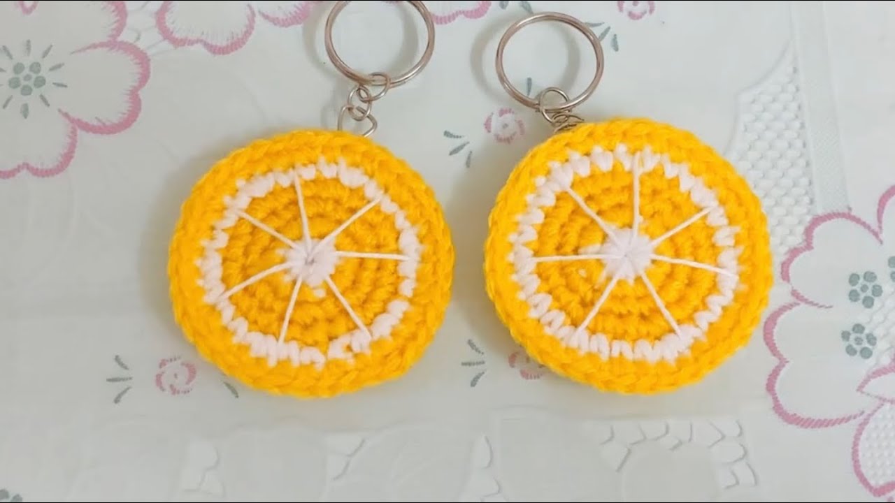 Crochet lemon keychain Crochet orange slice - Móc trái cây móc hoa quả ...