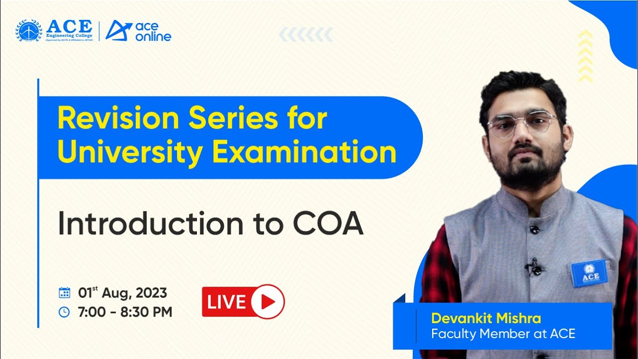 Introduction to COA | Revision Series for University Examination | ACE ...