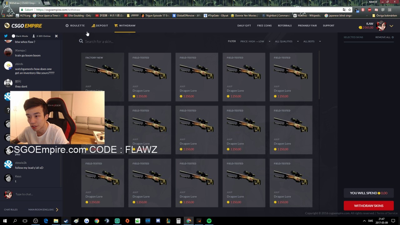 CSGOEMPIRE 1000$ TO DRAGON LORE FN? EPISODE 9 - YouTube
