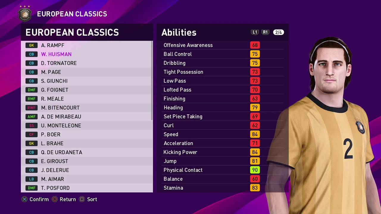 eFootball PES 2020 - European Classics Player Ratings - YouTube