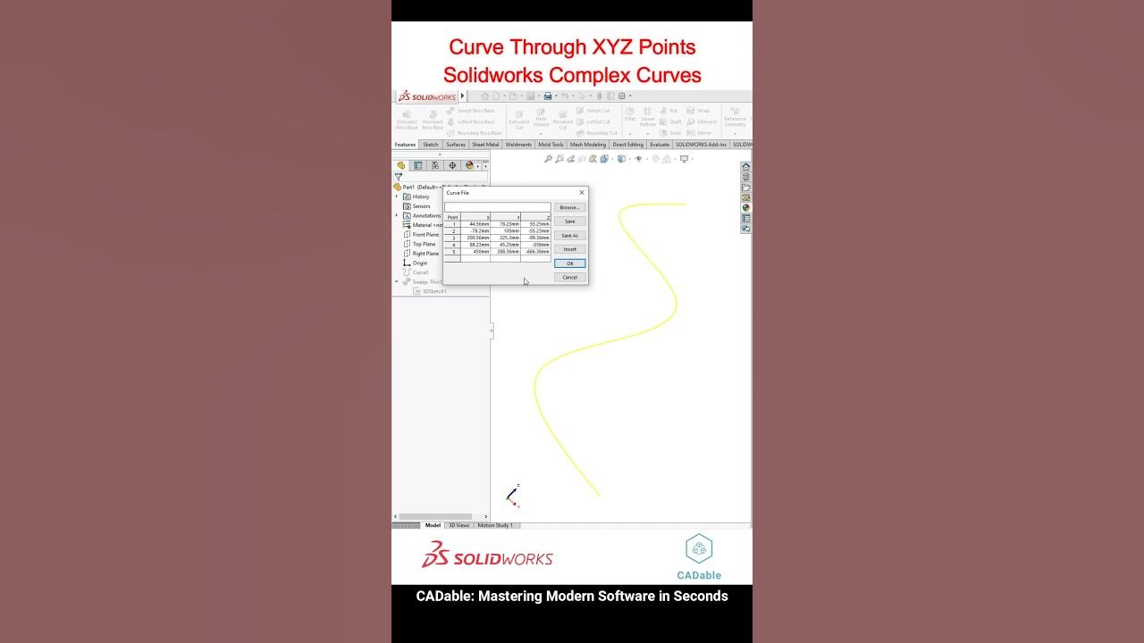 Curve Through XYZ Points - Solidworks Complex Curves #curvethroughxyzpoints # ...