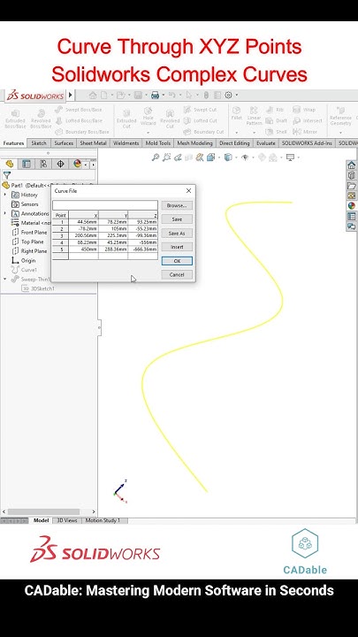 Curve Through XYZ Points - Solidworks Complex Curves #curvethroughxyzpoints # ...
