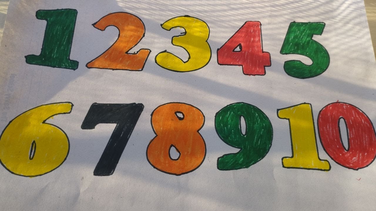 how to color numbers l how to draw numbers l counting 1 to 10 l shapes ...