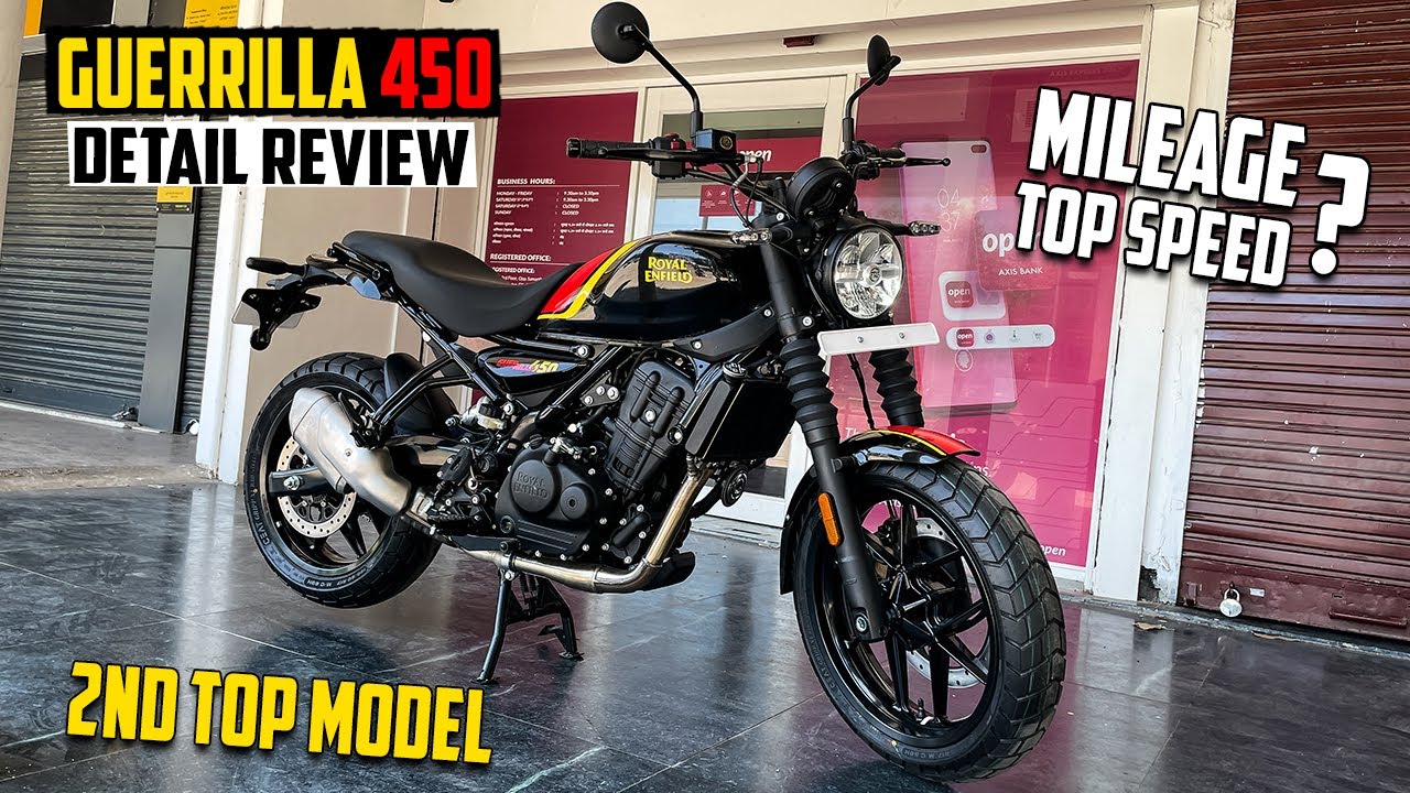 Royal Enfield Guerrilla 450 Playa Black Colour Detail Review ...