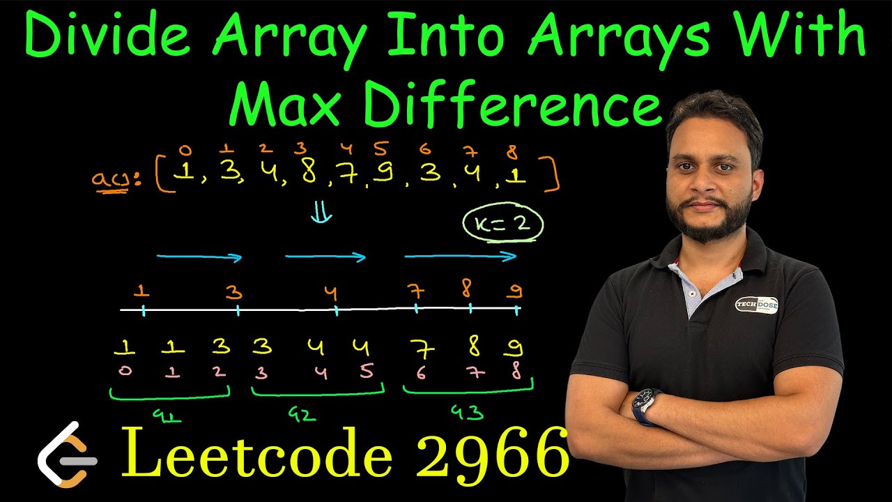 Divide Array Into Arrays With Max Difference Leetcode 2966 Youtube 6915