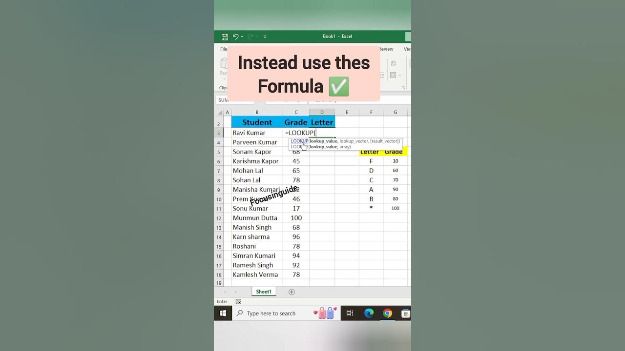 How to give grades in excel with Lookup function tips and tricks #exceltips #turorial # ...
