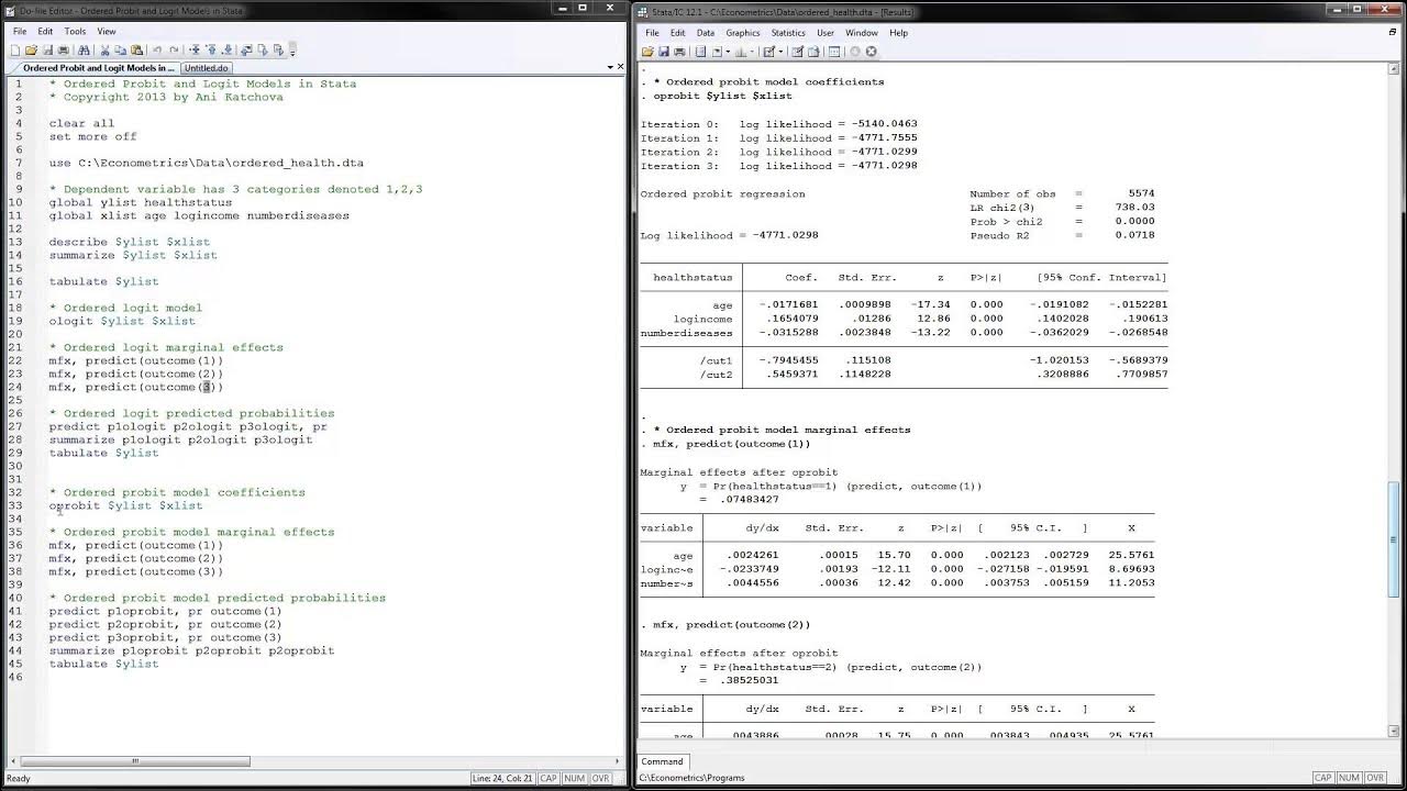 Ordered Probit and Logit Models in Stata - YouTube