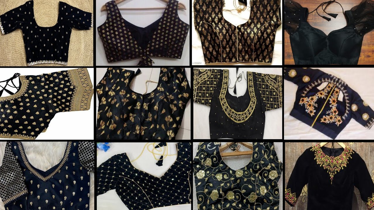 🖤Black Blouse Designs | Black Colour Blouse Design | Blouse Design ...